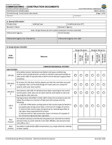 Energy Code Ace - 2016-NRCC-CXR-04-E : Cx Construction Documents - Complex HVAC Systems