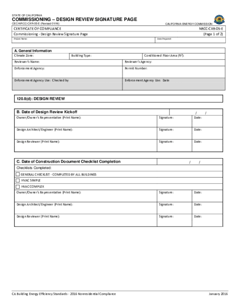 Energy Code Ace - 2016-NRCC-CXR-05-E : Cx Design Review Signature Page