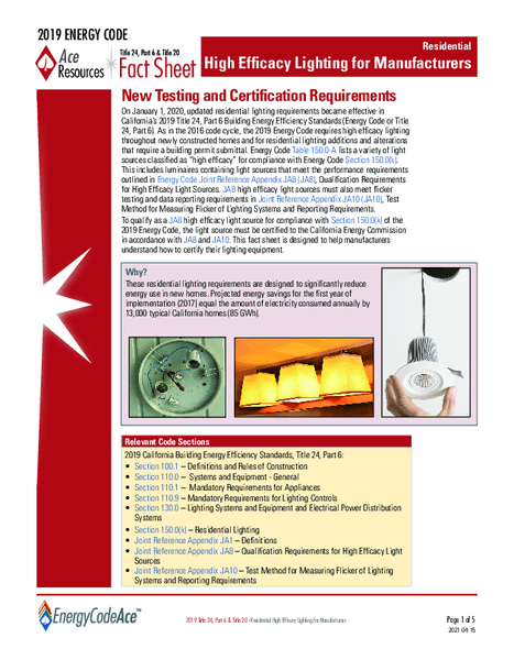 Energy Code Ace - Fact Sheet: Residential High Efficacy Lighting for ...