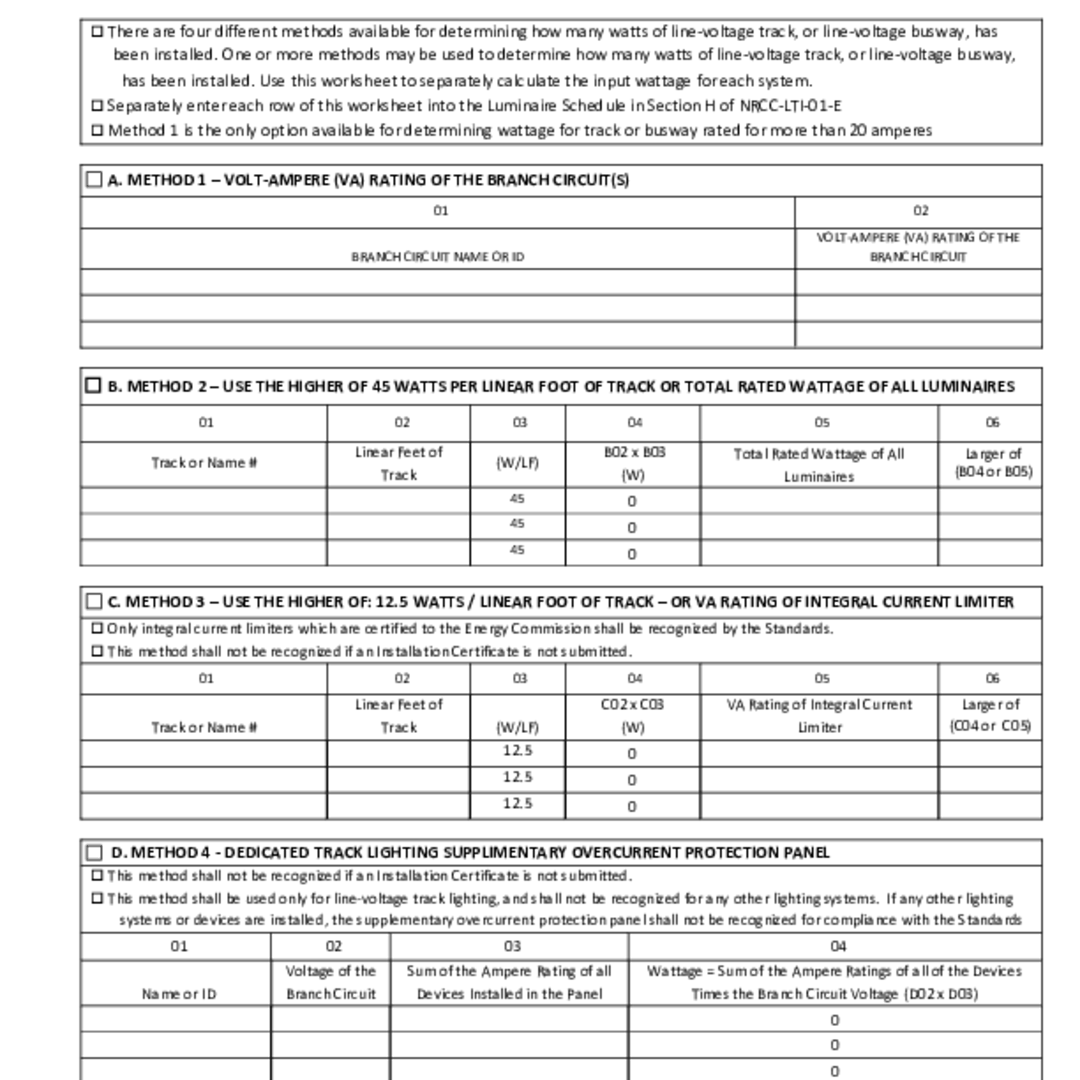 Energy Code Ace - 2016-NRCC-LTI-05-E : Indoor Track Lighting Worksheet