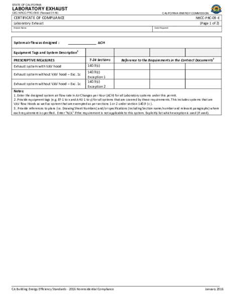 Energy Code Ace - 2016-NRCC-PRC-09-E : Laboratory Exhaust